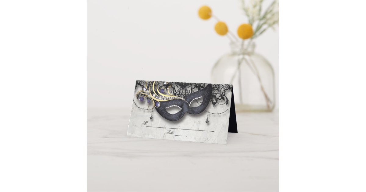 Elegant Masquerade Place Card | Zazzle