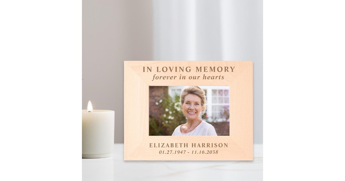 Elegant Memorial Funeral Photo Etched Frames | Zazzle