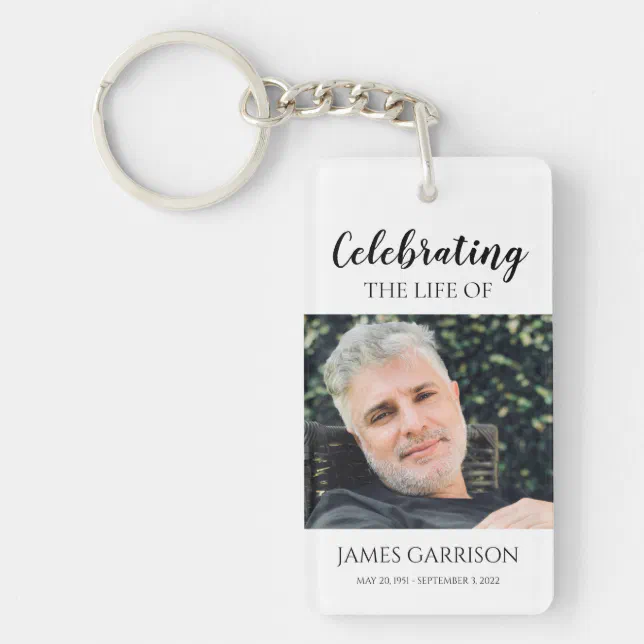 Elegant Memorial Photo Celebrate Life Of Key Ring | Zazzle