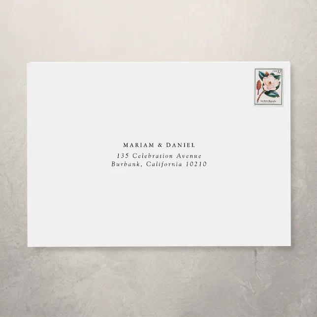 Elegant Minimal Black White Wedding Return Address Envelope | Zazzle