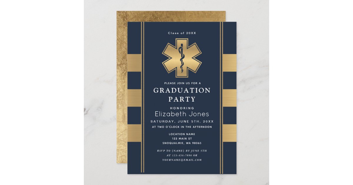 Elegant Minimal Paramedic Graduation Party Invitation | Zazzle