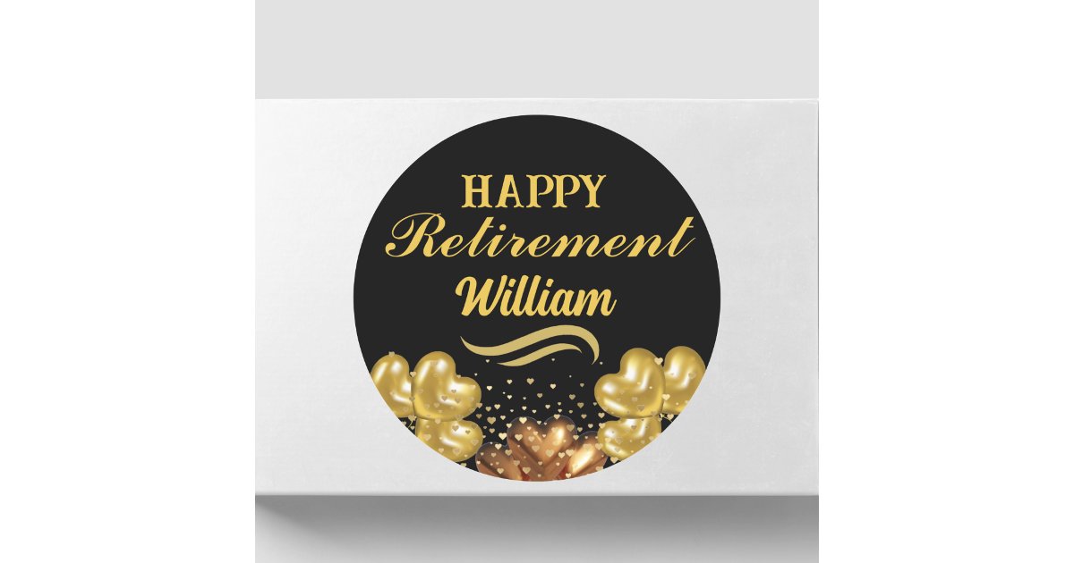 Elegant Modern Black and gold Happy Retirement Classic Round Sticker ...