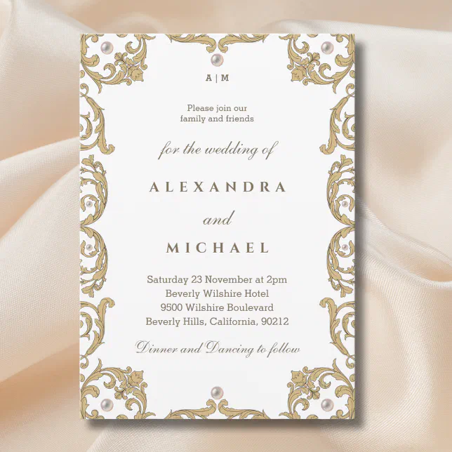 Elegant Monogram Ornate Victorian Vintage Wedding Invitation | Zazzle