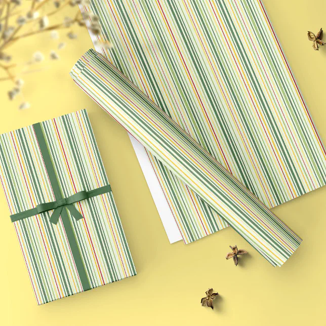 Elegant Nostalgic Retro Stripes Wrapping Paper | Zazzle