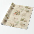Elegant Rustic Vintage Christmas Woodland Collage Wrapping Paper | Zazzle