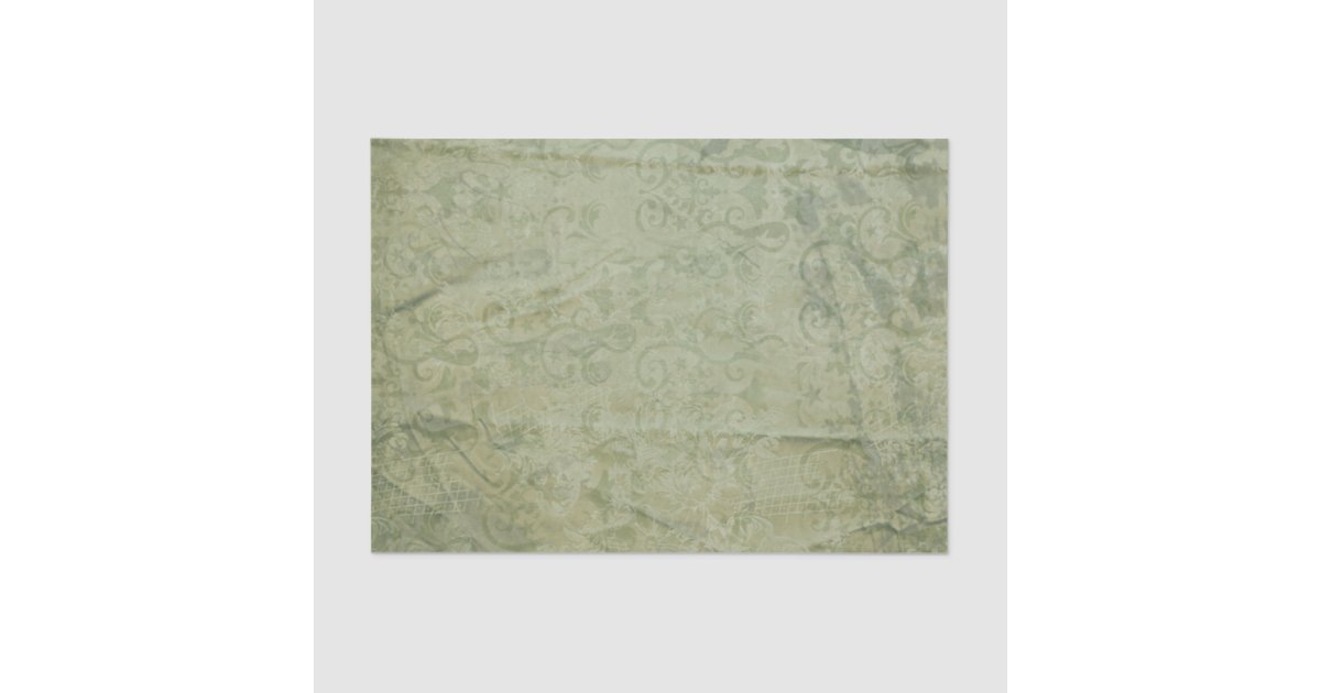 Elegant Scrolls on an Olive Green Background Tissue Paper | Zazzle