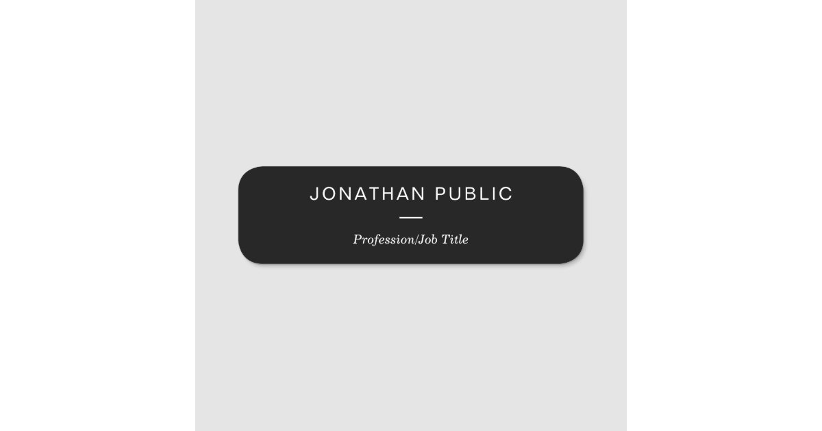 Elegant Simple Black White Modern Template Staff Name Tag | Zazzle