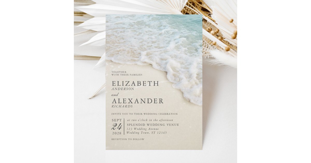 Elegant Summer Ocean Beach Wedding Invitation | Zazzle