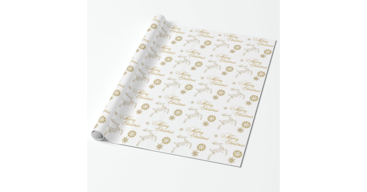 Elegant White and Gold Christmas Wrapping Paper | Zazzle