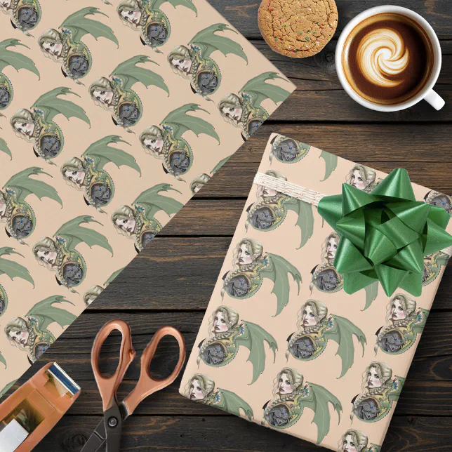 Elf Warrior Dragon Fantasy Wrapping Paper | Zazzle