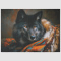 Ember Turquoise Black Wolf Portrait Tissue Paper | Zazzle