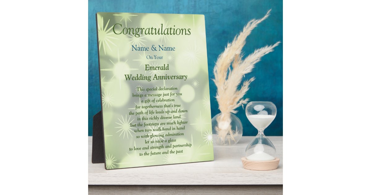 Emerald 55th Wedding Anniversary Plaque | Zazzle