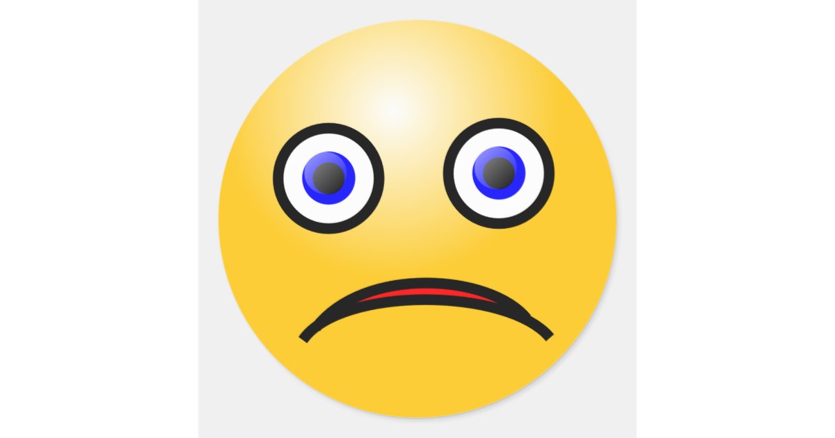 Emoticon sad face classic round sticker | Zazzle