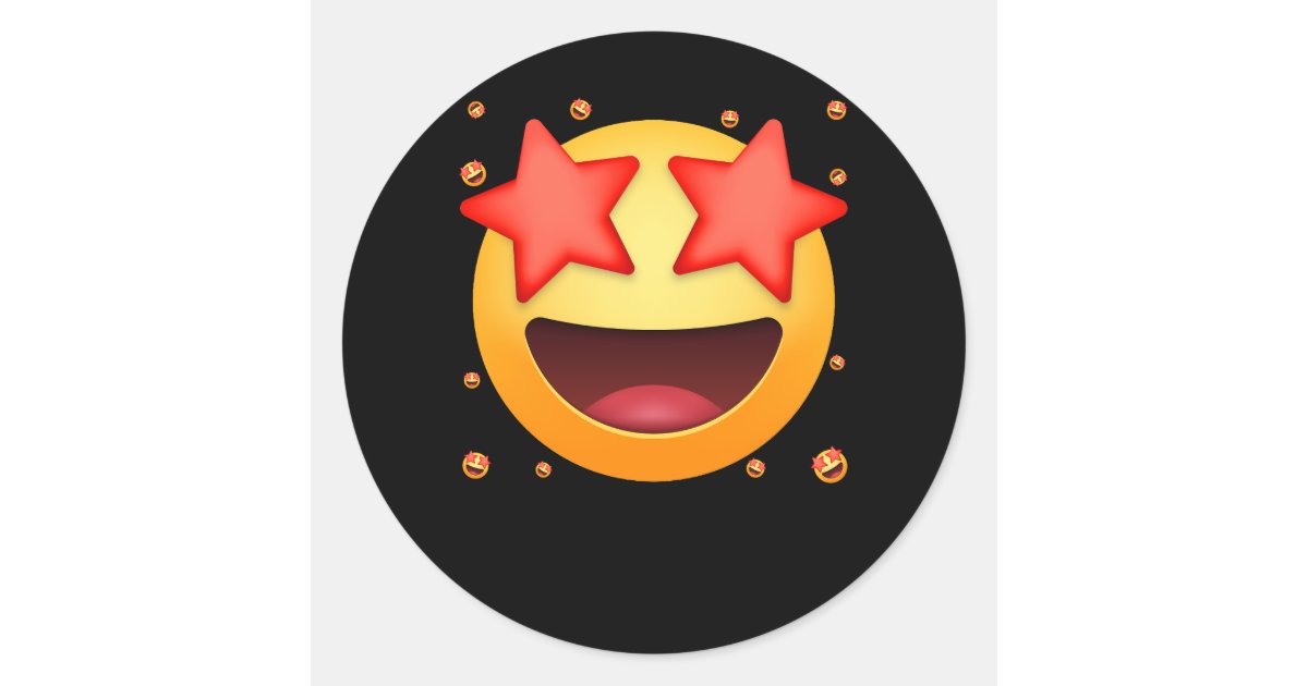 Emoticon Star Struck Star Eyes Smiling Face Starry Classic Round ...