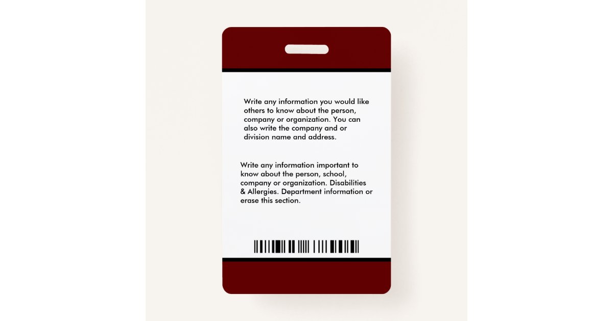 Employee Photo Name Hospital Business ID Card Bad ID Badge | Zazzle