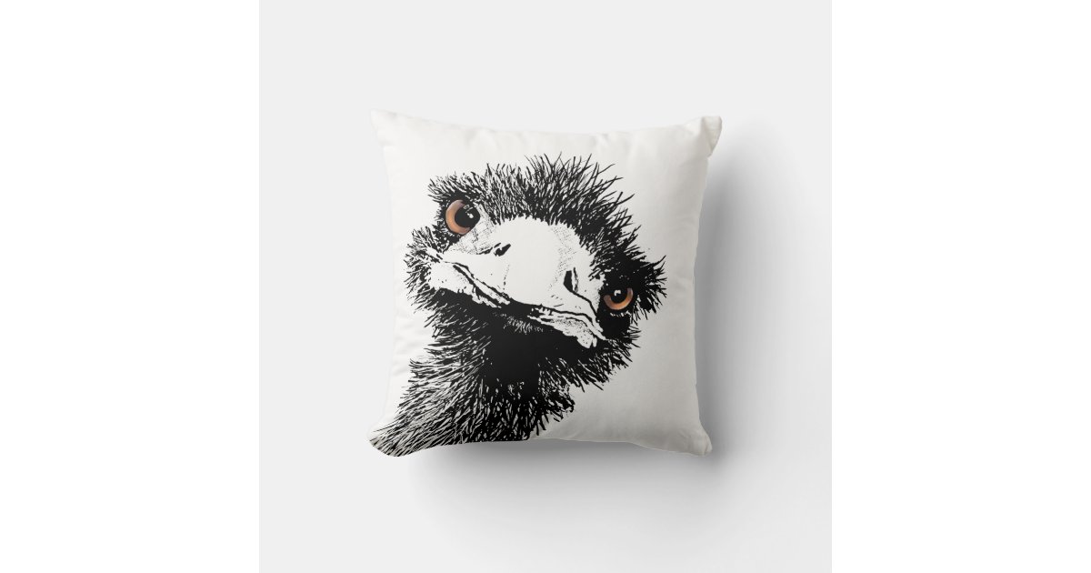 Emu – Pen and Ink Cushion | Zazzle