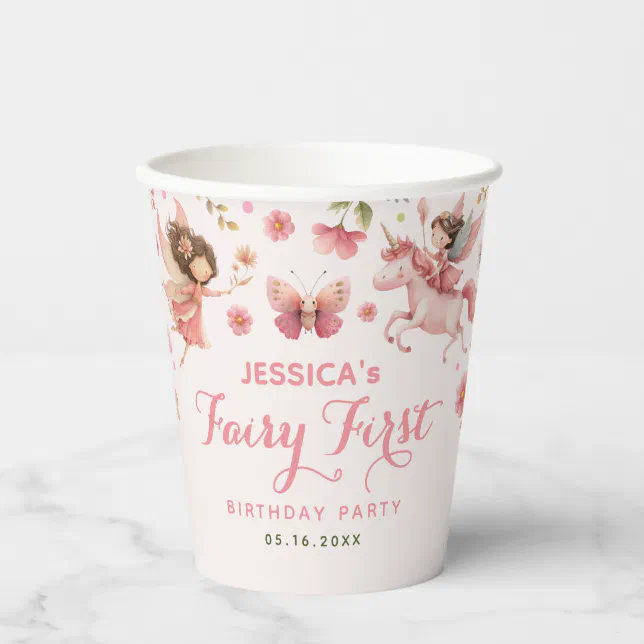 Enchanted Forest Fairy First Birthday Party Paper Cups | Zazzle