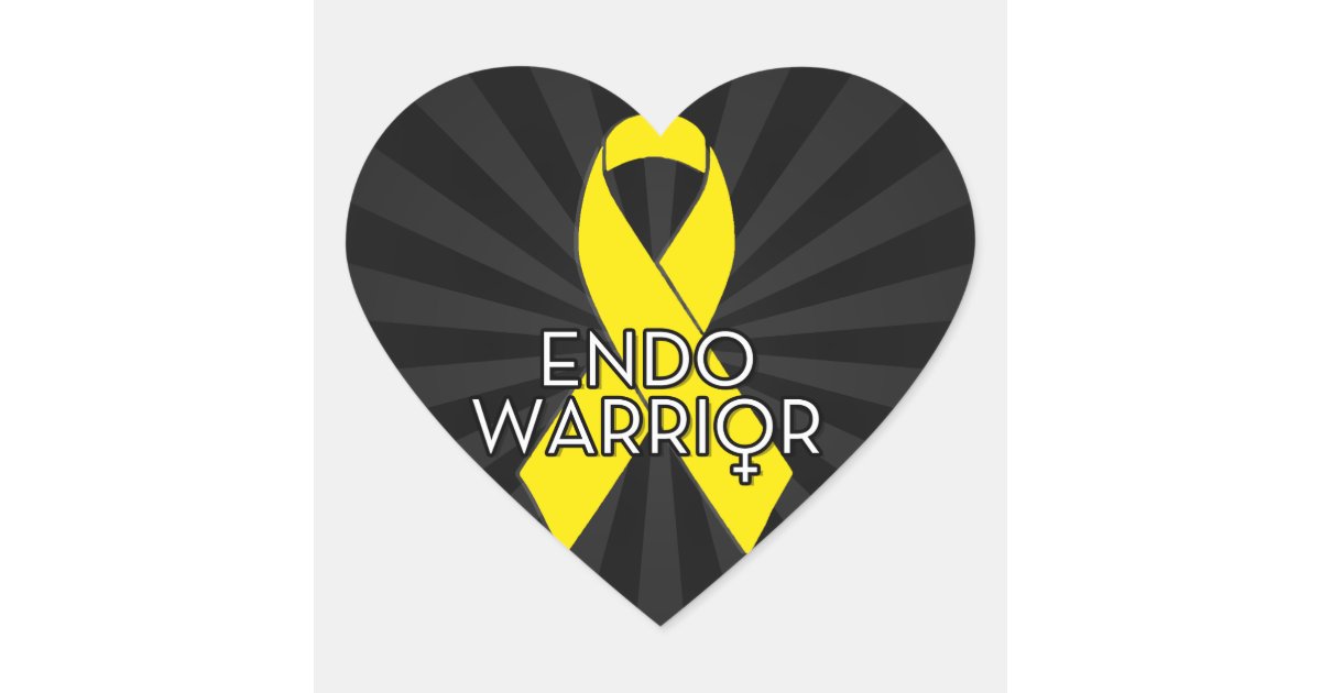Endo Warrior Endometriosis Awareness Yellow Ribbon Heart Sticker | Zazzle