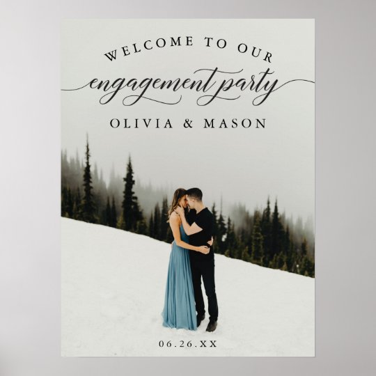 Engagement Party Welcome Sign Poster with Photo | Zazzle.com.au