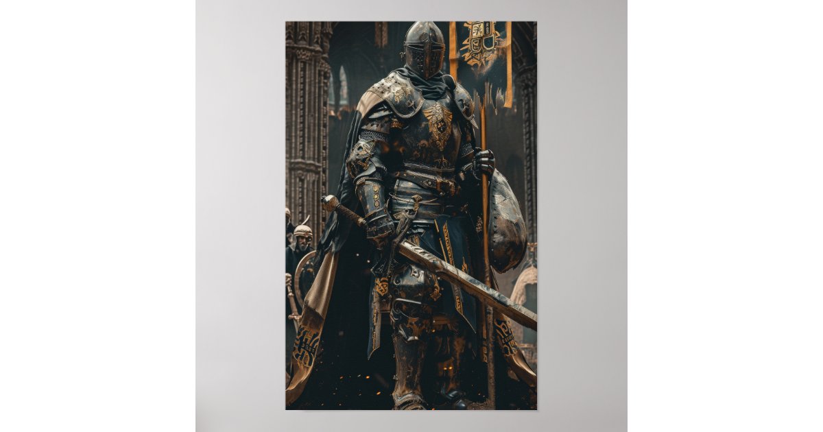 Enormous Knight Towering Over Castle - Fantasy Pos Poster | Zazzle