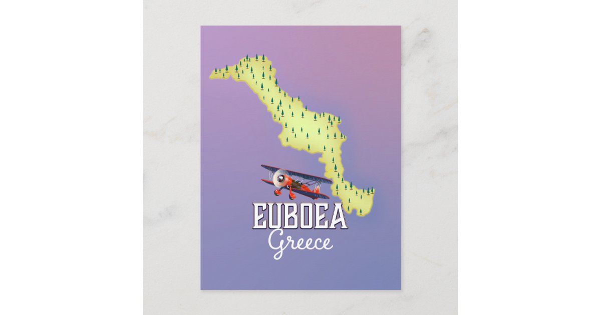 Euboea Greece Map travel poster Postcard | Zazzle