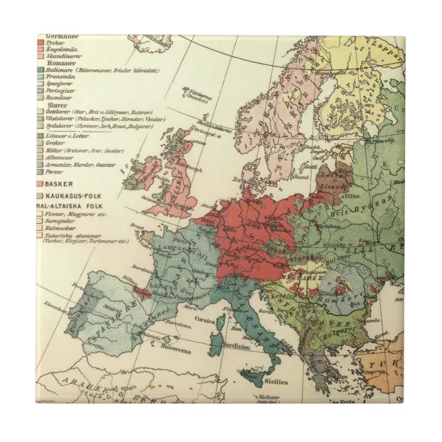 Europe Map Countries World Antique Tile | Zazzle