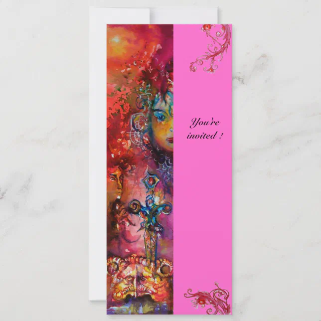 EXCALIBUR , bright red ,pink violet Invitation | Zazzle