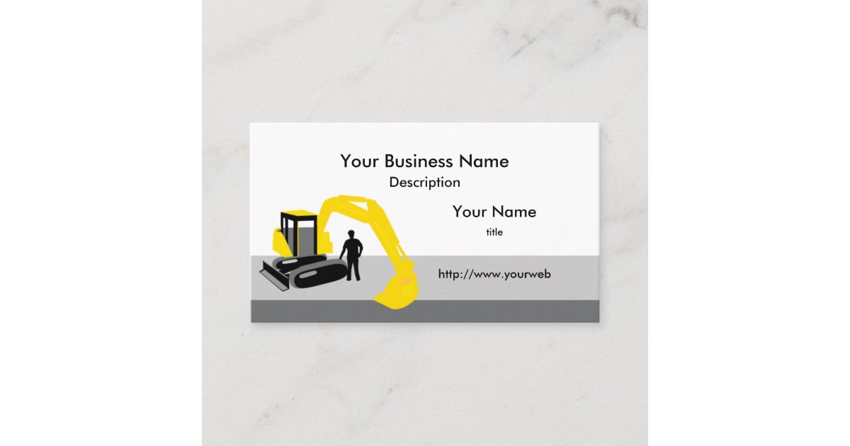 Excavator Construction Business Card | Zazzle