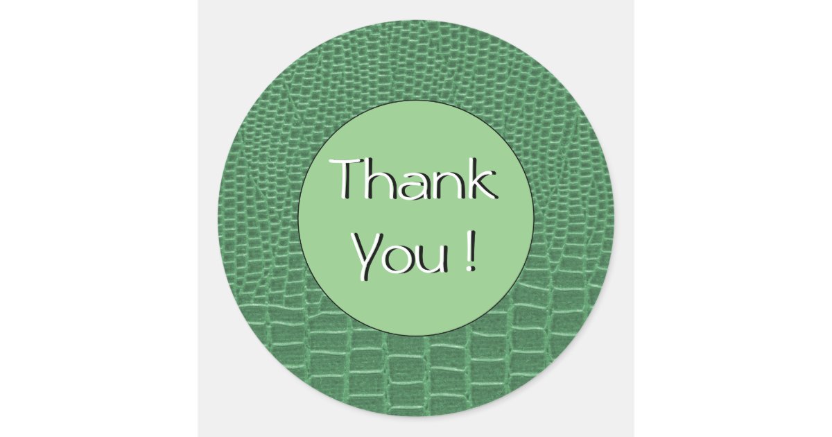 Exotic Green Lizard Skin Look Thank You Classic Round Sticker | Zazzle