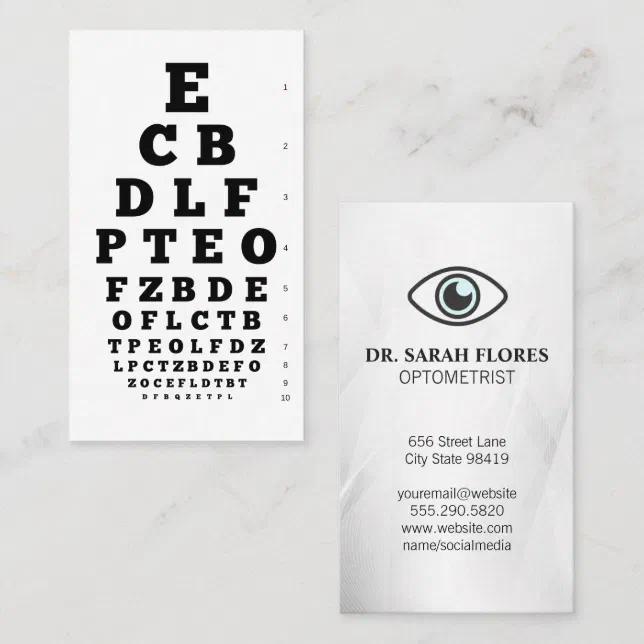 Eye Icon | Vision Chart Background Business Card | Zazzle