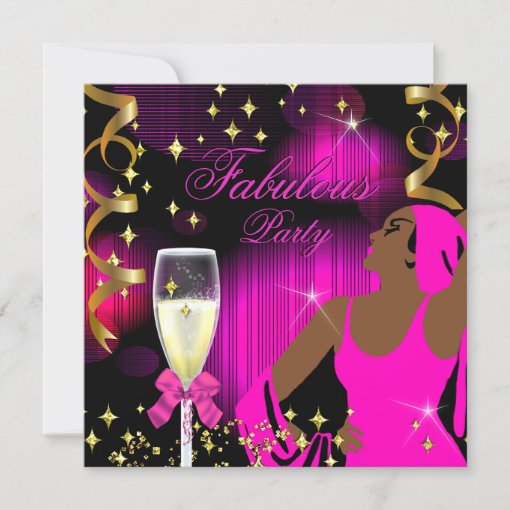 Fabulous Hot Pink Glitter Diva Birthday Invitation | Zazzle