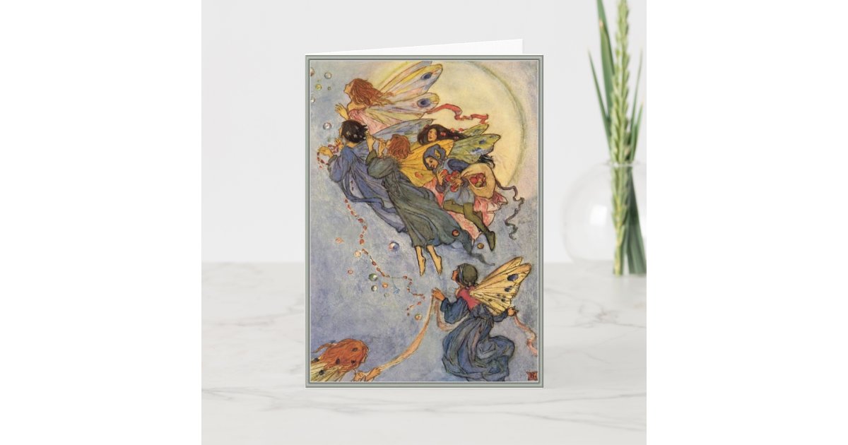 Fairies in Flight Vintage Illustration Thank You Card | Zazzle