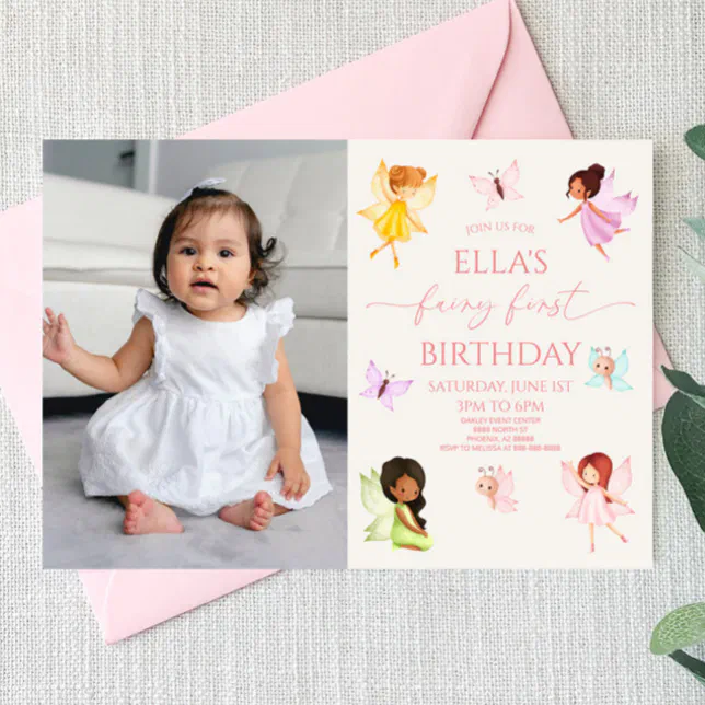 Fairy First Enchanted Fairies 1st Birthday Party Invitation | Zazzle