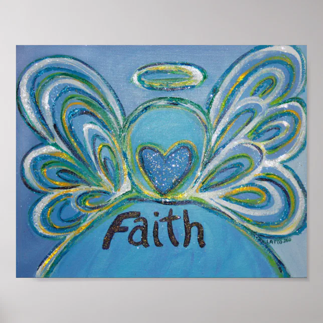Faith Angel Inspirational Word Art Print Poster | Zazzle