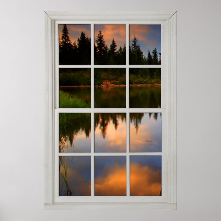 Fake Faux Window Illusion - Lake Reflection Scene Poster | Zazzle.com.au