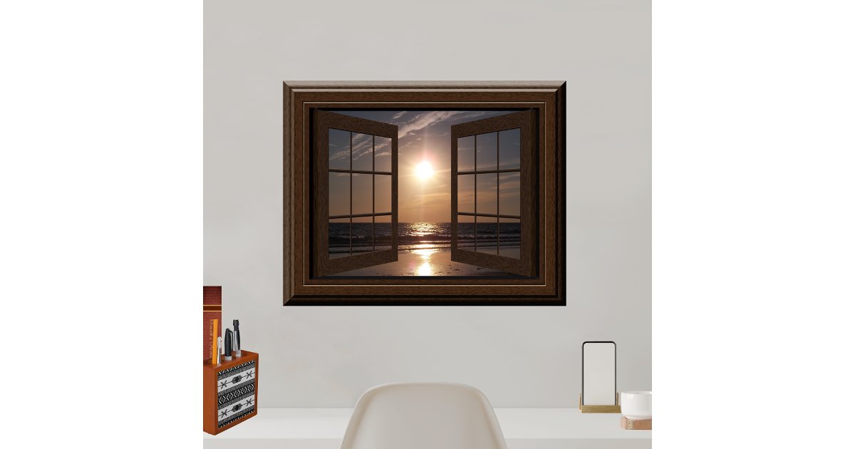Fake Window Scene Peaceful Sunset Relaxing Poster | Zazzle