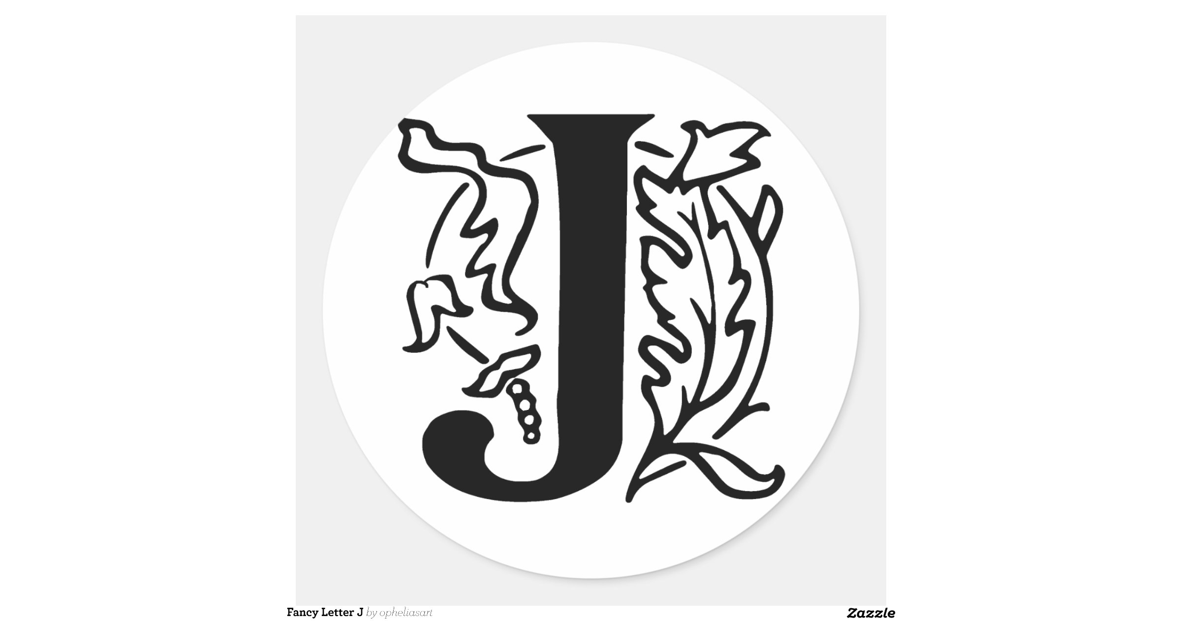 Fancy Letter J Round Sticker | Zazzle