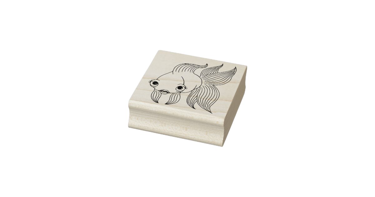 Fantail Goldfish Rubber Stamp | Zazzle