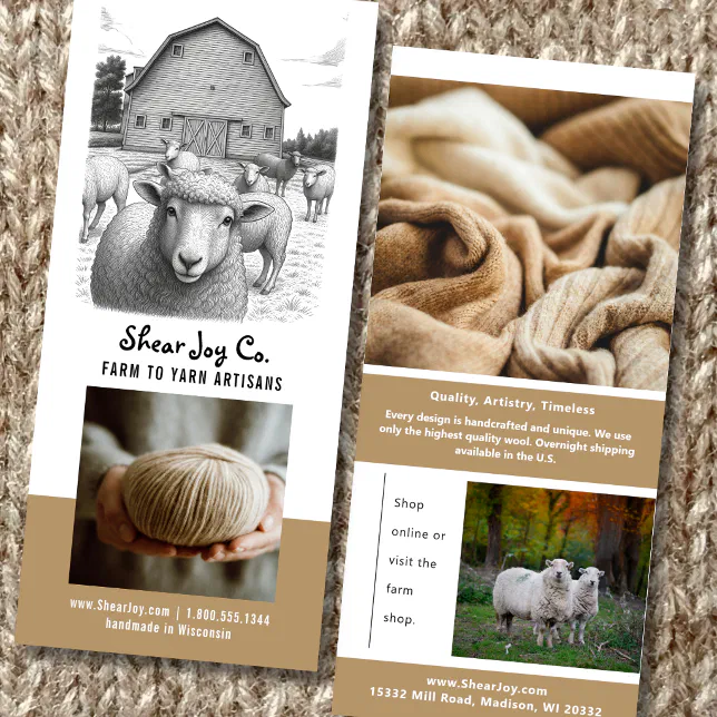 Farming, Sheep & Wool Yarn Marketing Rack Card | Zazzle