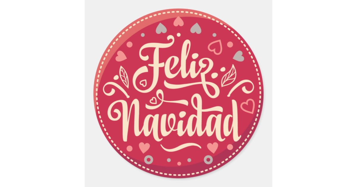 Feliz Navidad Round Sticker | Zazzle