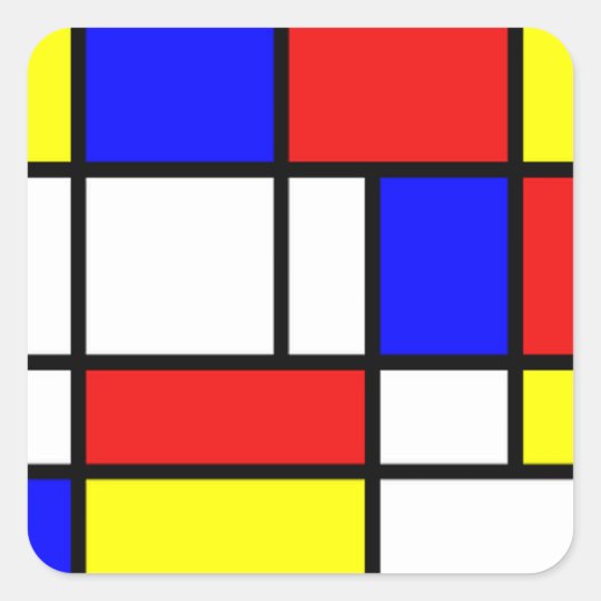 Fine Art sticker,Mondrian, Composition Square Sticker | Zazzle.com.au