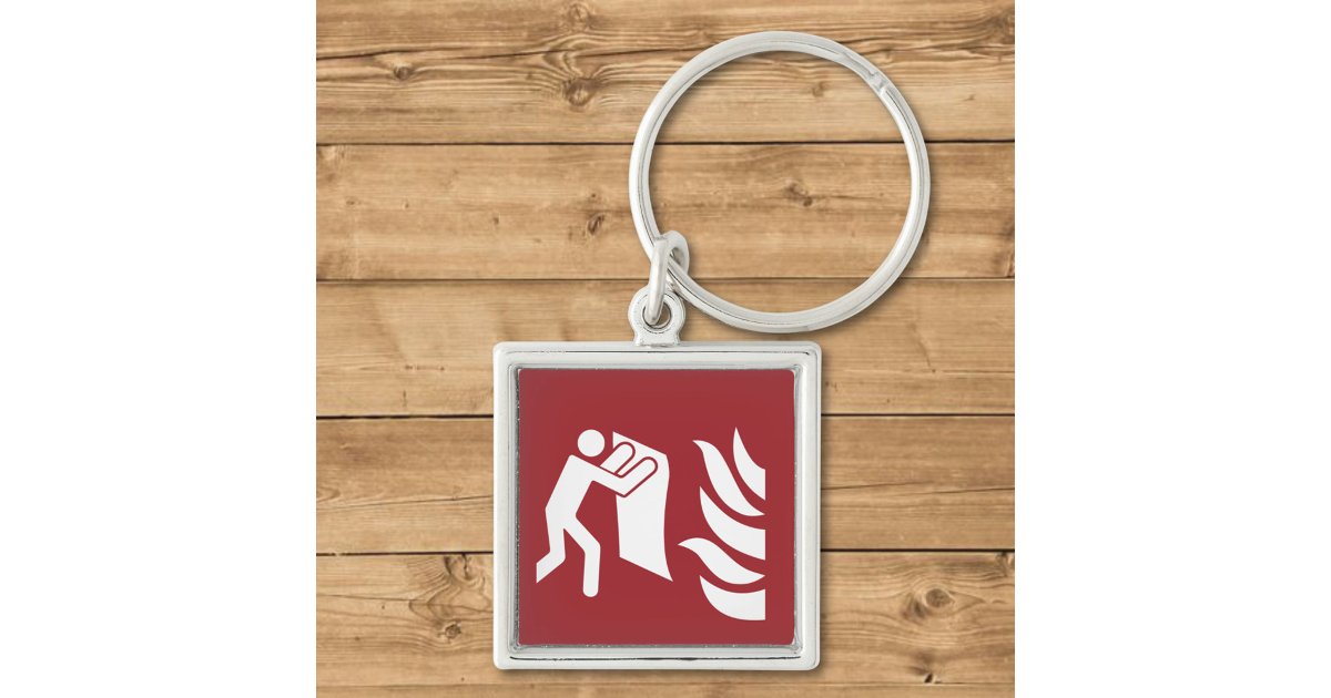 Fire Blanket Safety Sign Key Ring | Zazzle