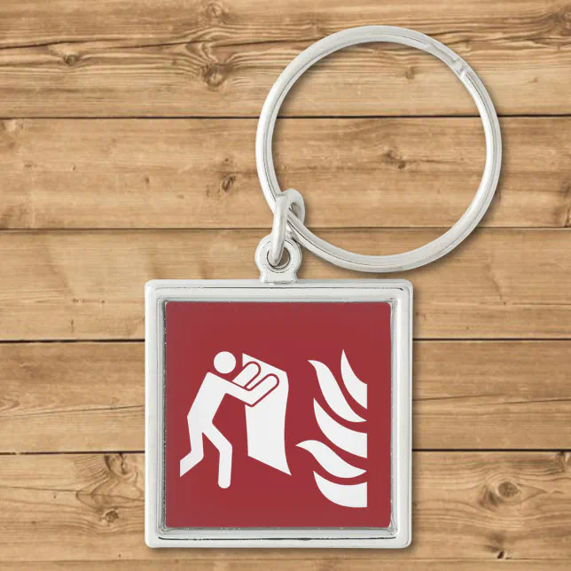 Fire Blanket Safety Sign Key Ring | Zazzle