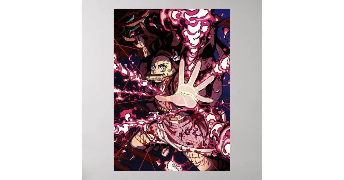 Fire Blood Nezuko Demon Slayer Poster | Zazzle