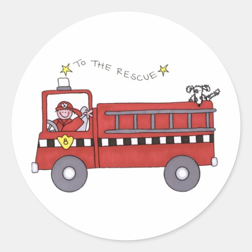 Fire Engine Round Sticker | Zazzle