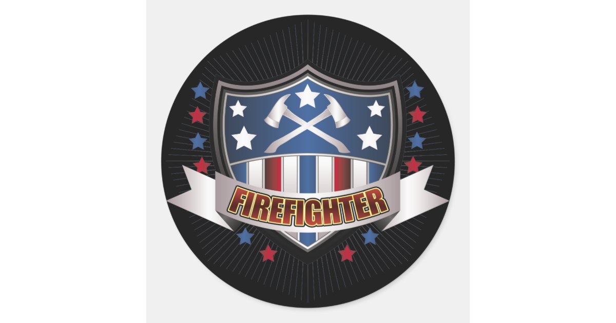 Firefighter Crest Classic Round Sticker | Zazzle.com.au