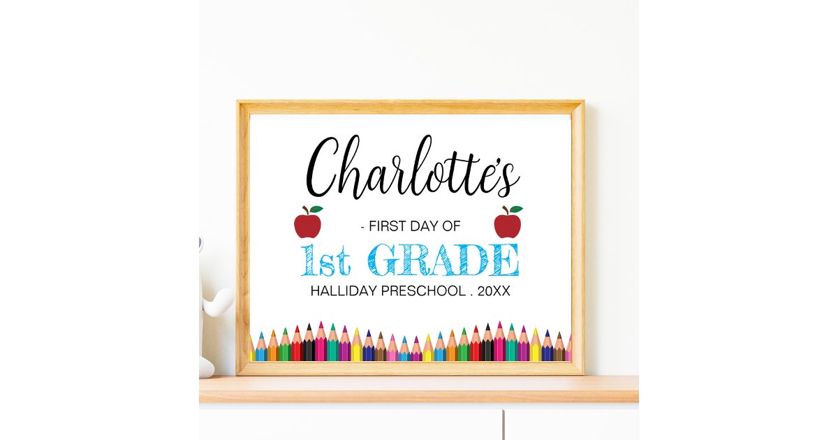 First Day of First Grade Minimalist Back to school Poster | Zazzle