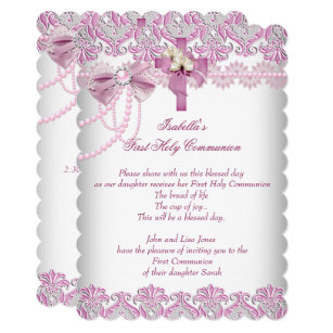 Pink White First Communion - 1st Holy Communion Invitations | Zazzle.com.au