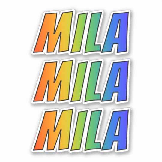 First Name "MILA" w/ Fun Rainbow Colouring | Zazzle.com.au