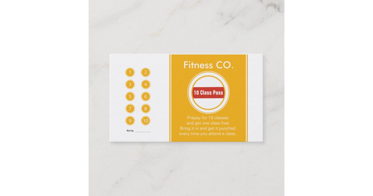 Fitness Business Card 10 Class Pass Template | Zazzle